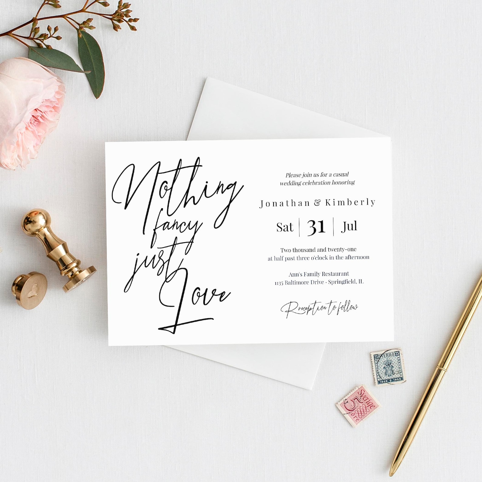 Nothing Fancy Just Love Wedding Invitation Instant Download | Etsy