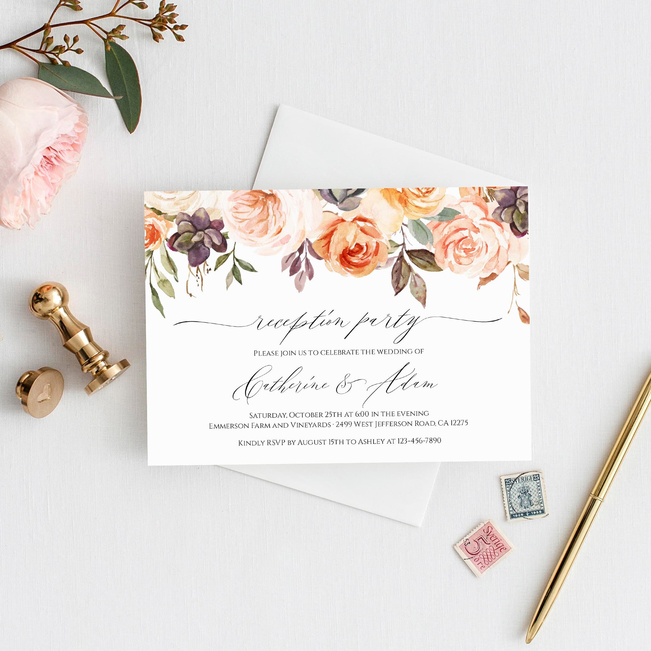 Editable Wedding Reception Invitation Template Printable | Etsy