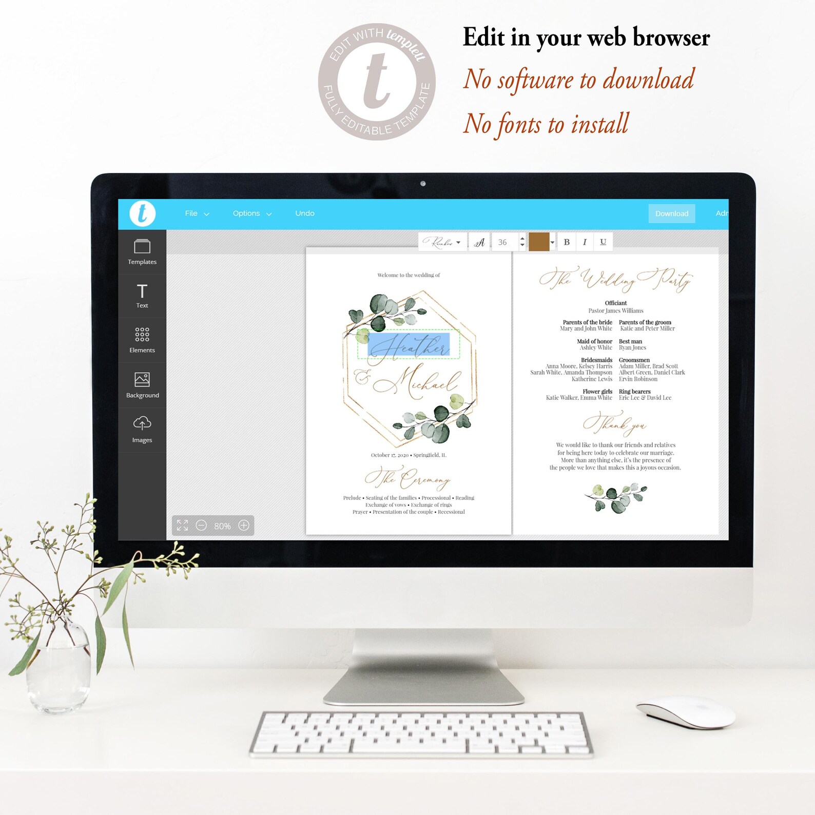 Fan Program Template Fully Editable Printable Ceremony - Etsy