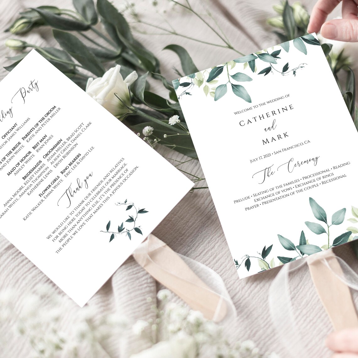 Foliage Fan Program Template Printable Ceremony Template - Etsy