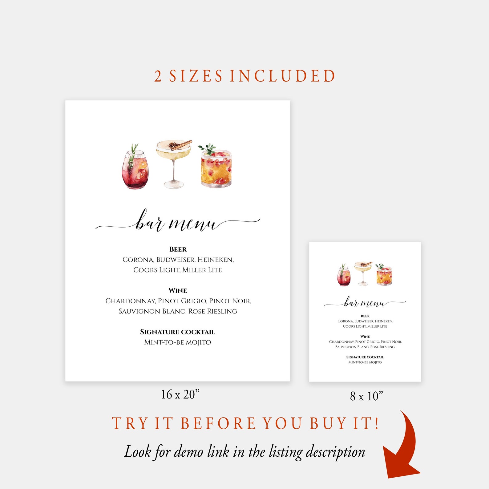 Printable Bar Menu Sign Template Download the Bar Sign Bar - Etsy