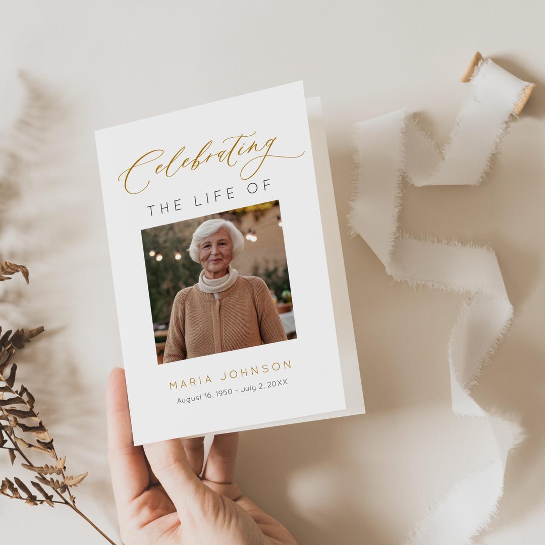 Folded Funeral Program Template Classic Celebration of Life Program ...