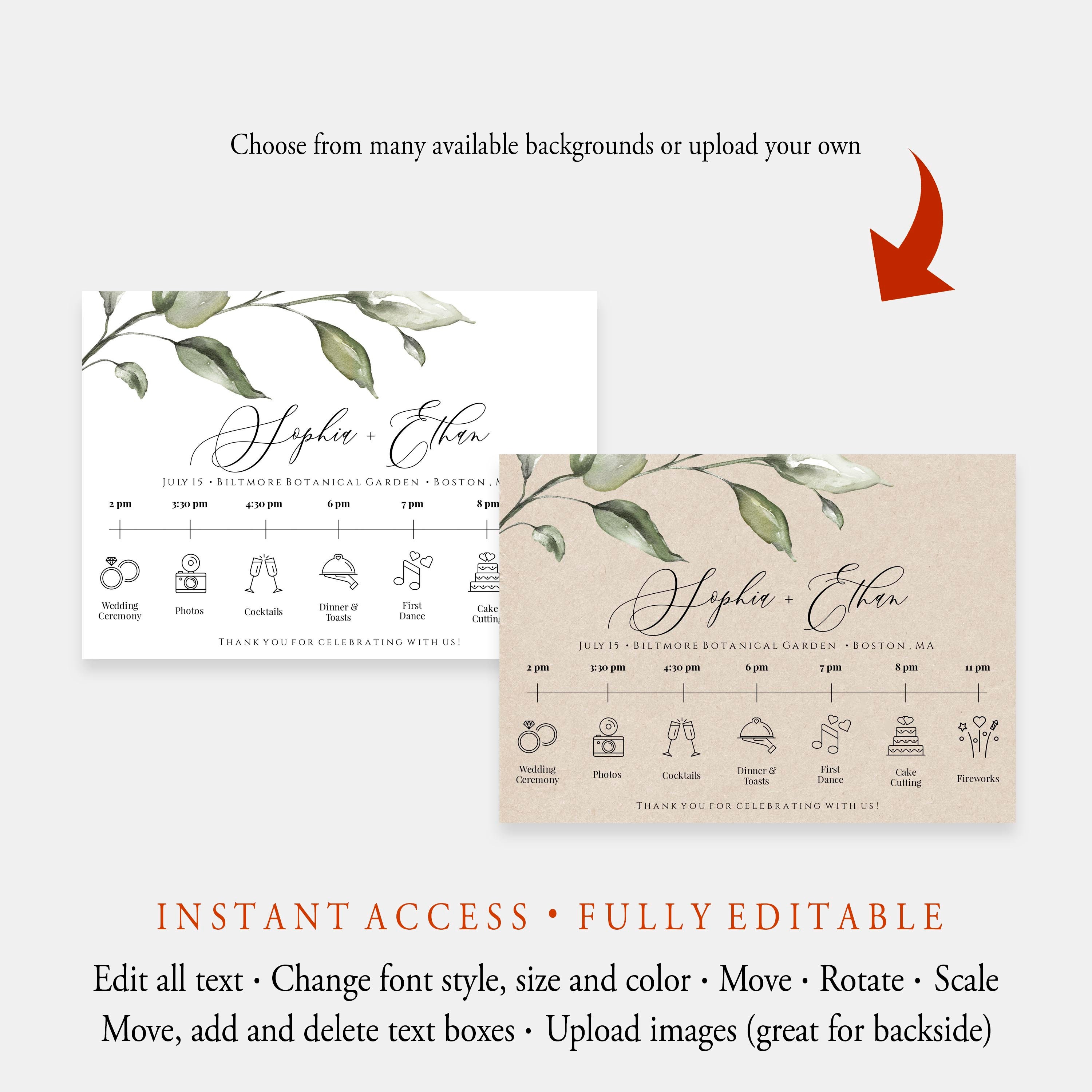 Editable Wedding Timeline Template Download Printable Wedding | Etsy