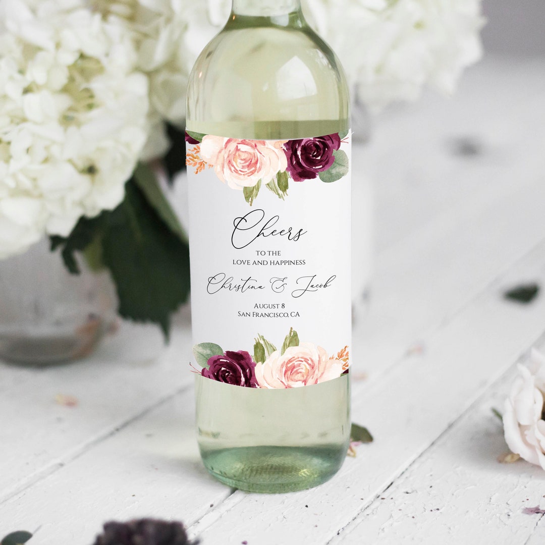 Wine Label Template, Instant Download, Editable Cheers to Love Wine ...