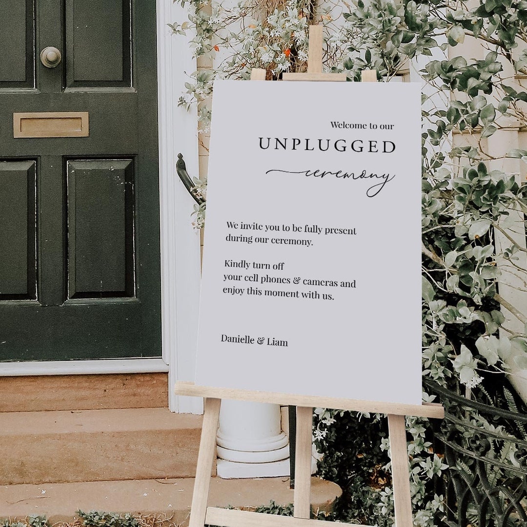 Minimalist Unplugged Ceremony Sign Template, Editable Unplugged Wedding ...