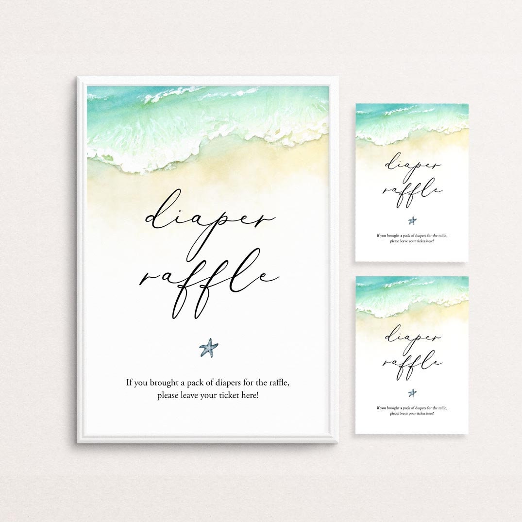 Beach Diaper Raffle Tickets and Sign Seashore Diaper Raffle | Etsy