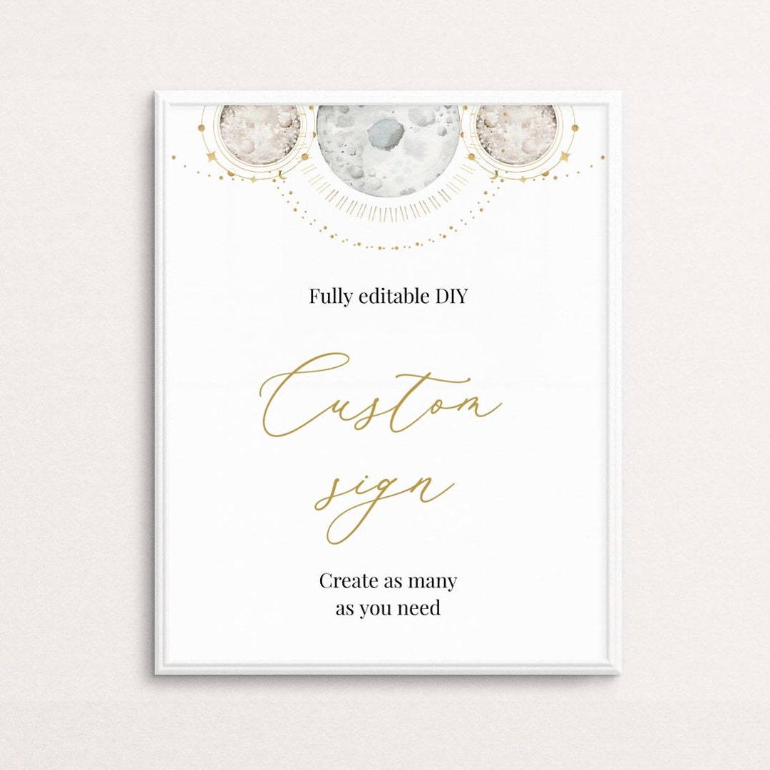 Custom Wedding Sign Template, Celestial Self-editable Sign, Universe ...