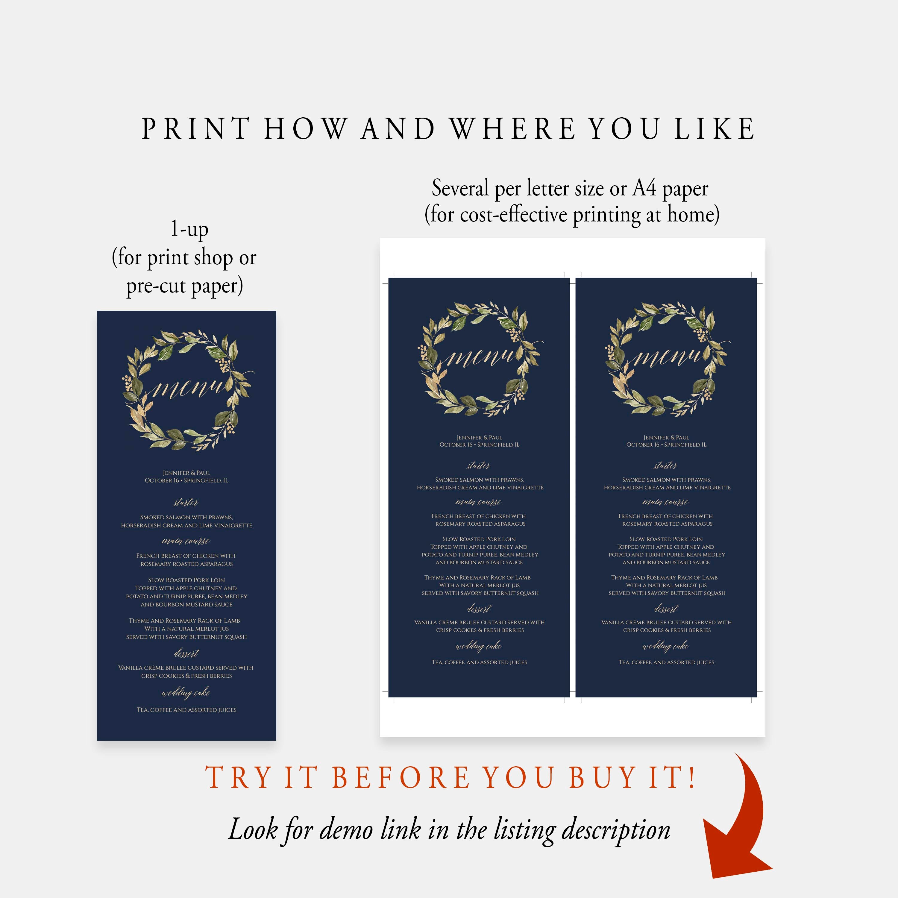 Navy and Gold Menu Template Instant Download Editable - Etsy Canada