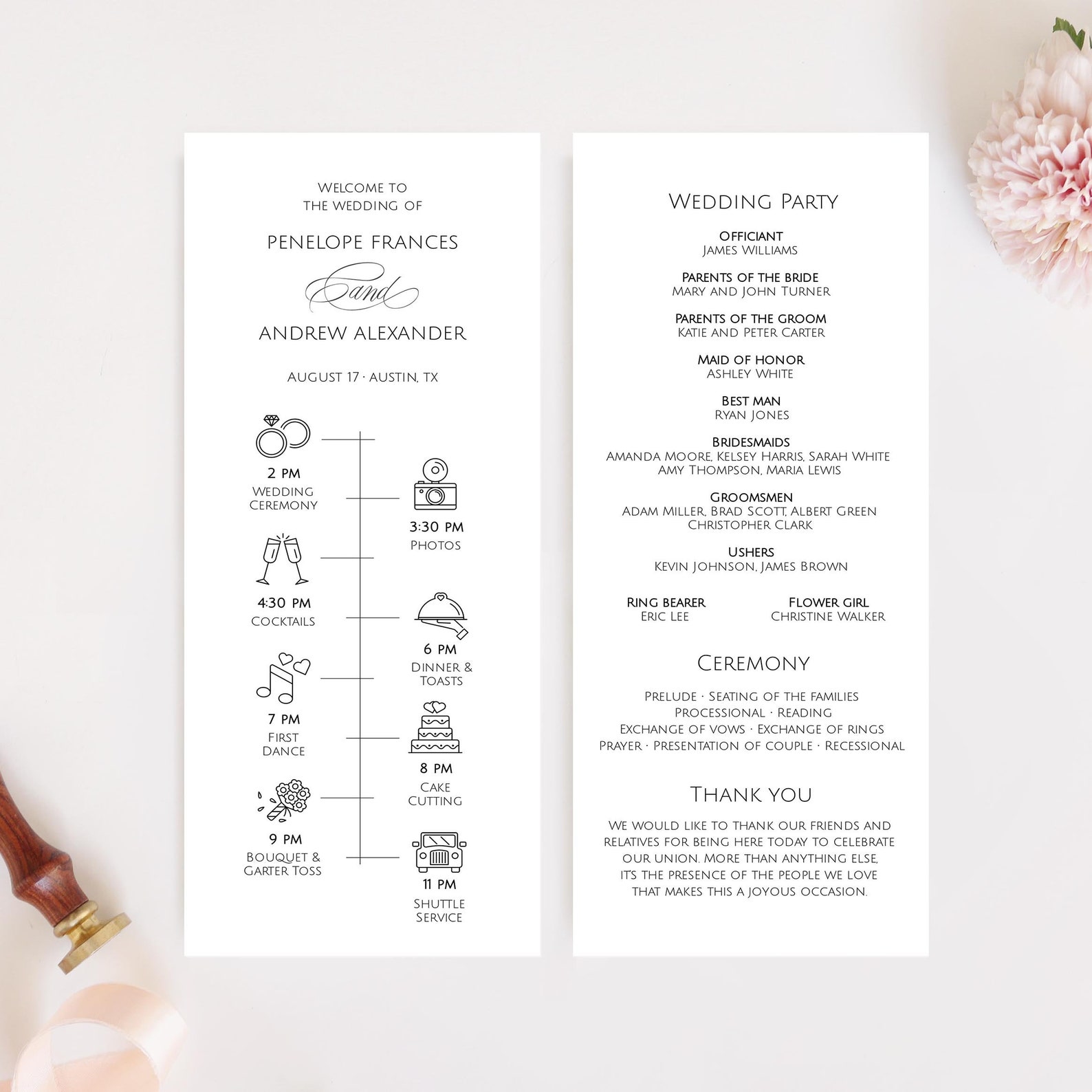 Classic Wedding Timeline Template Download Printable Wedding - Etsy