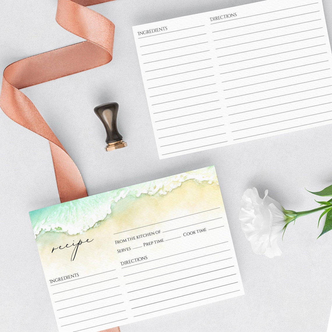 Seashore Recipe Card Template Instant Download Beach Recipe - Etsy