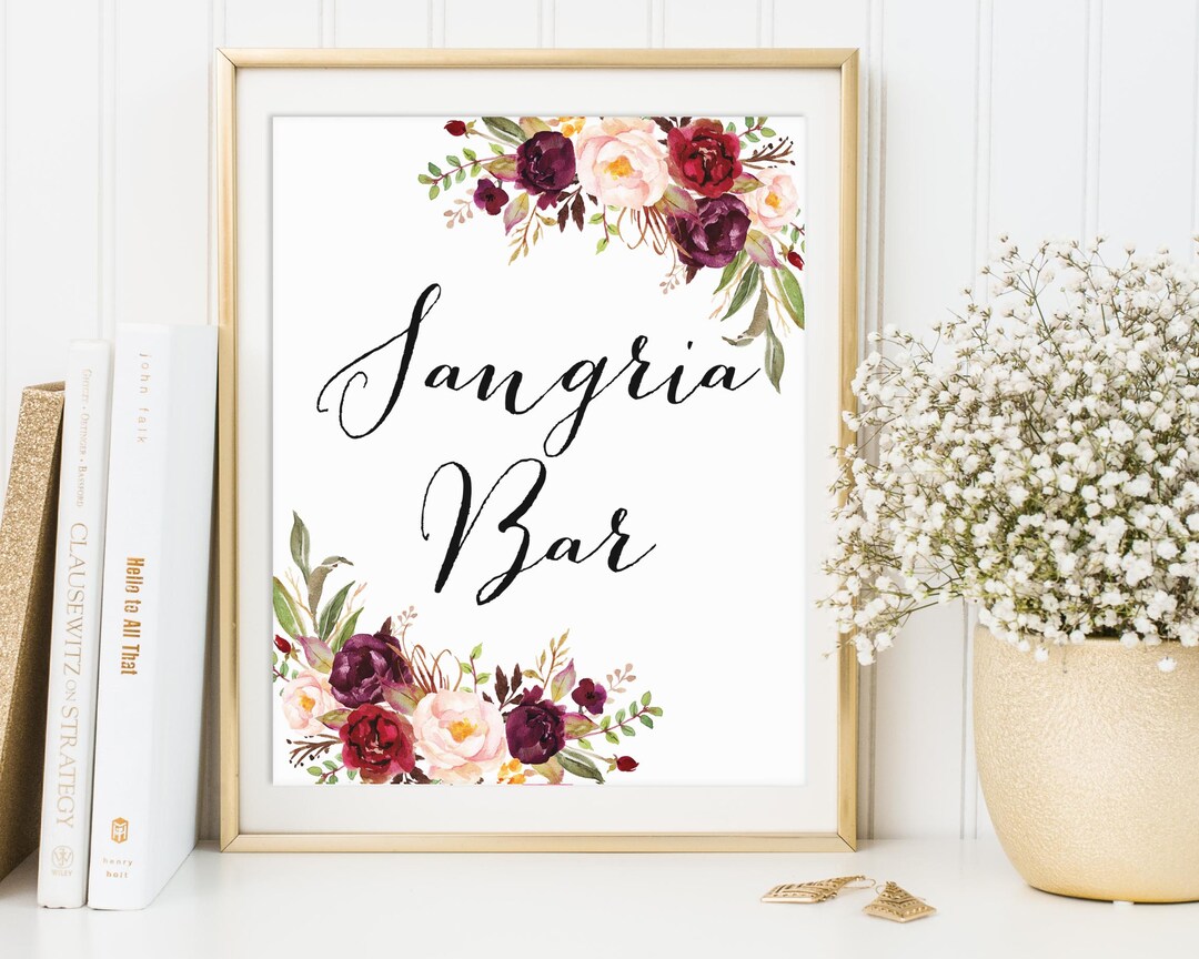 Sangria Bar Sign, Bridal Shower Sign, Wedding Drink Sign, Bar Sign ...
