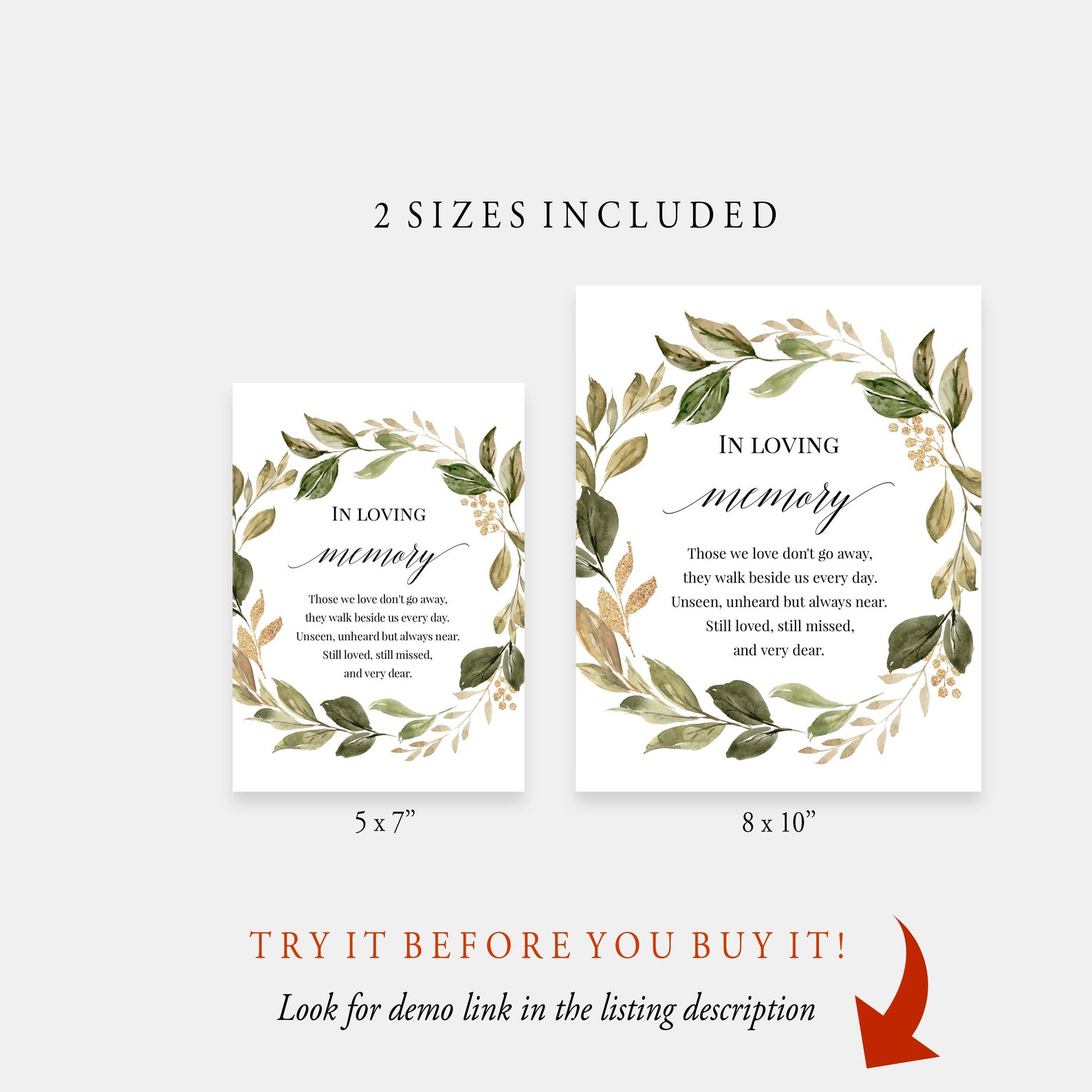 In Loving Memory Sign Printable Editable Memorial Sign - Etsy