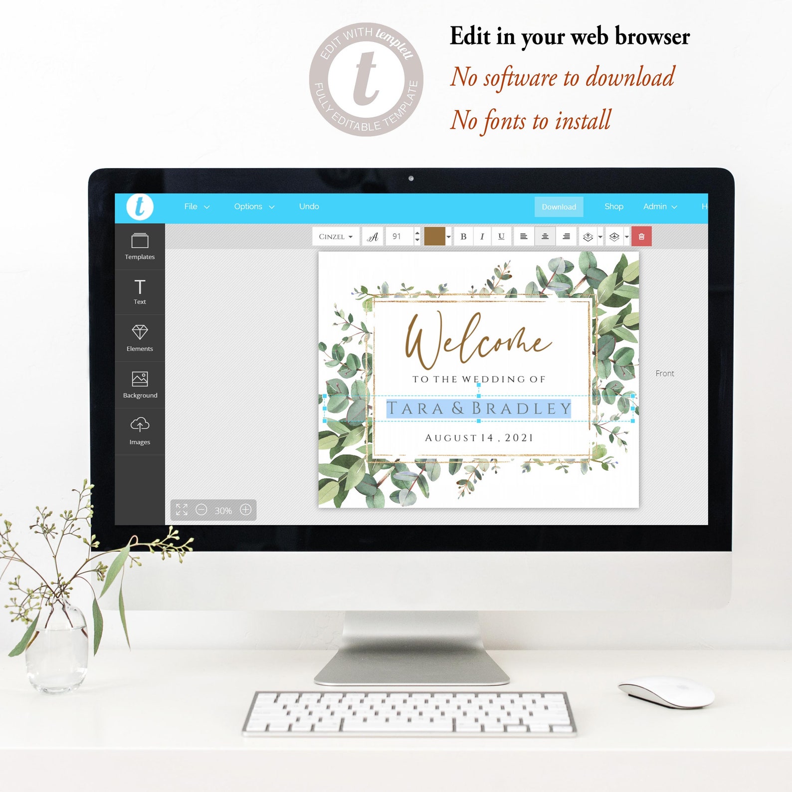 Eucalyptus Welcome Sign Template Instant Download Editable - Etsy