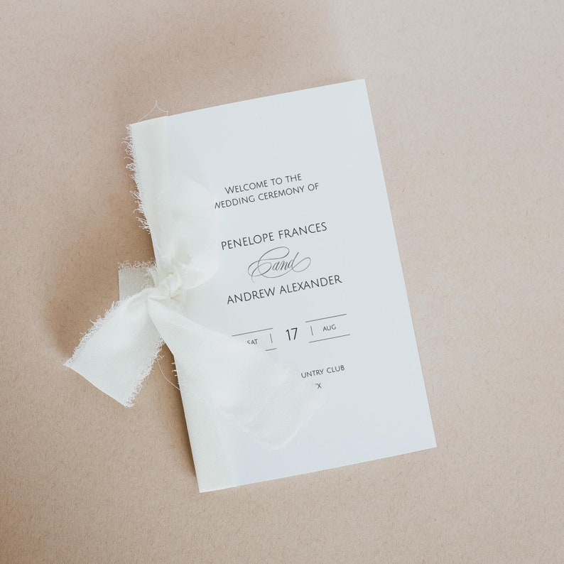 Classic Folded Wedding Program Template Modern Folded - Etsy