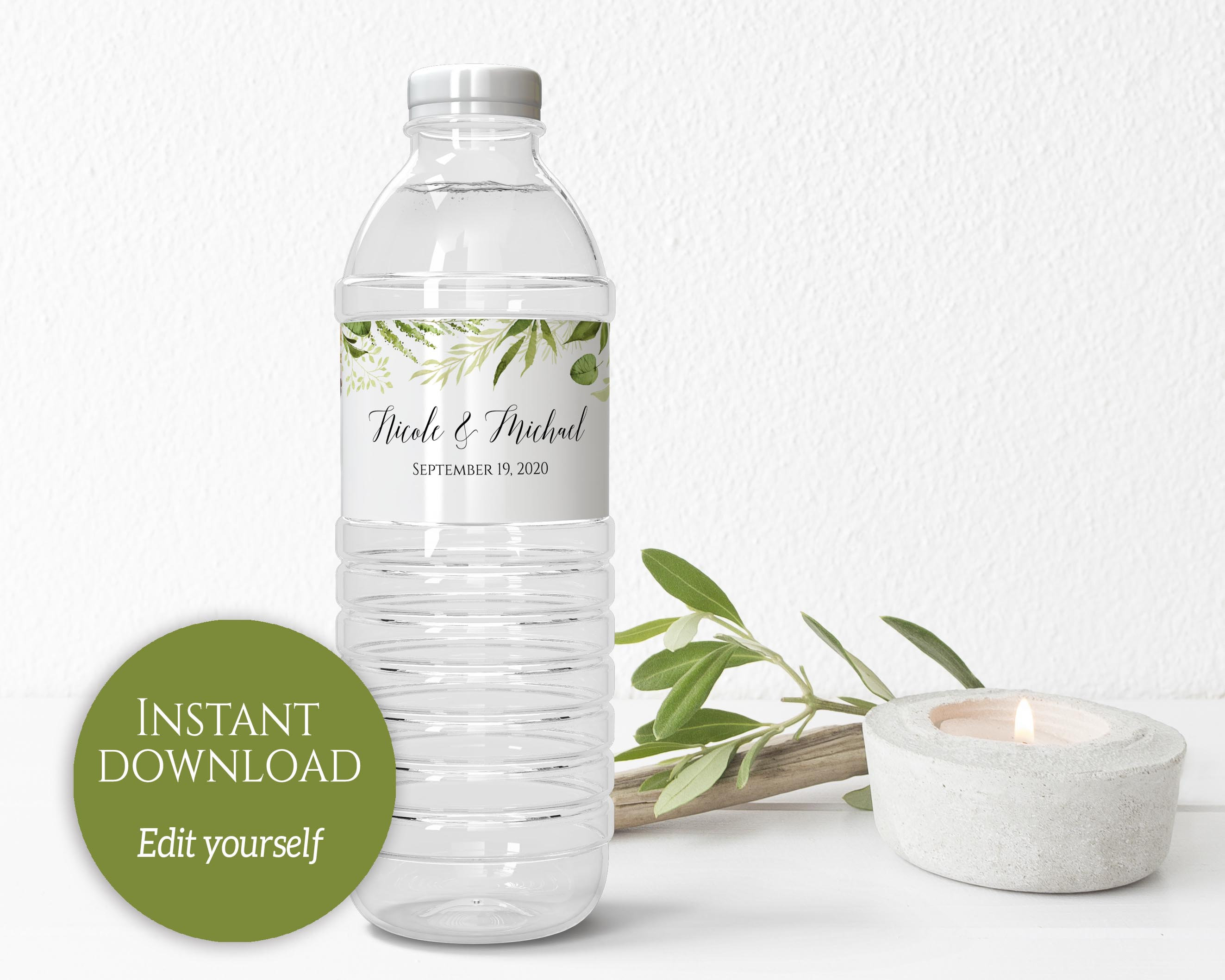 Wedding Water Bottle Labels Editable Water Bottle Template | Etsy