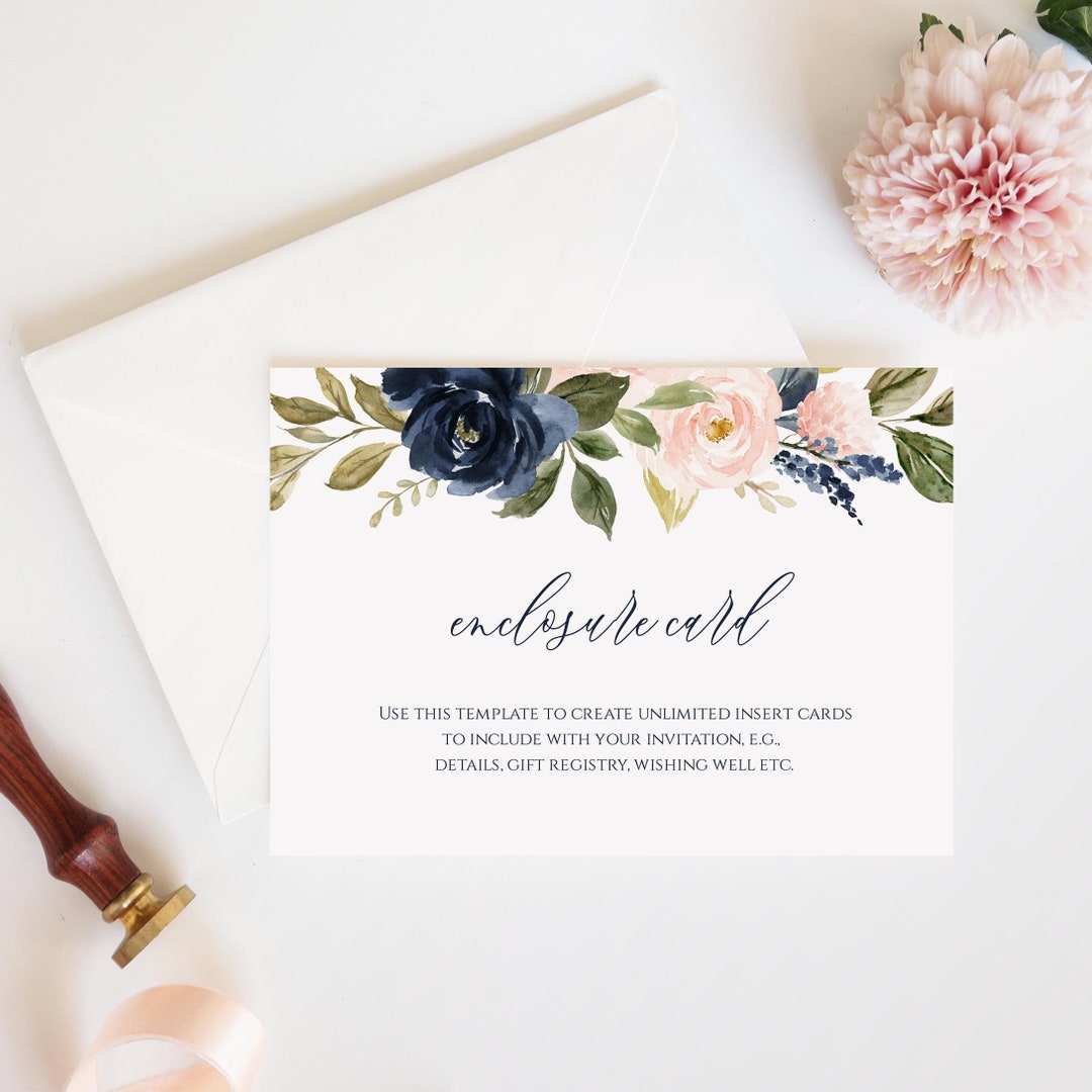 Boho Enclosure Card Template, Printable Invitation Insert, Editable ...