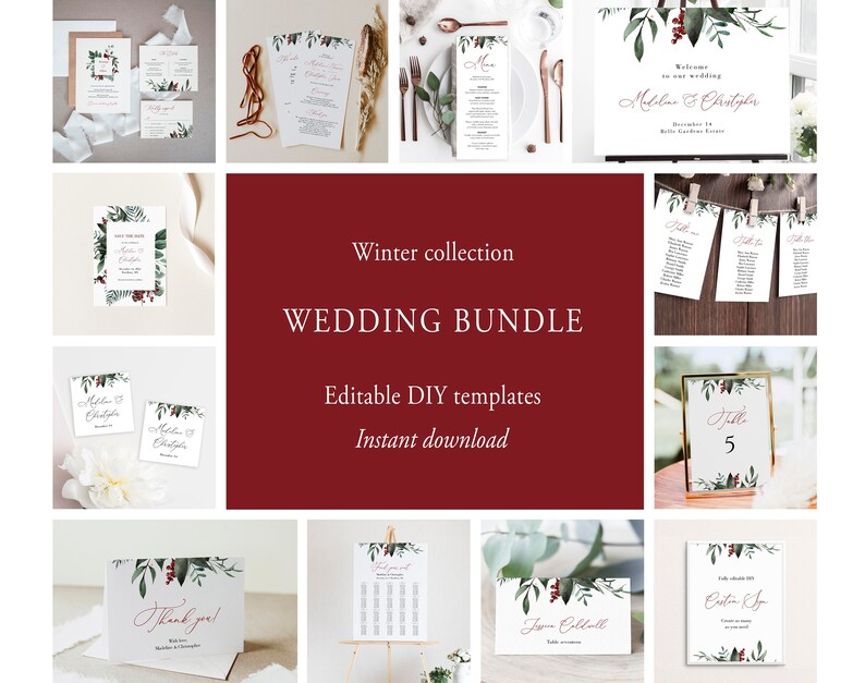 Winter Wedding Bundle Editable Wedding Bundle Template - Etsy