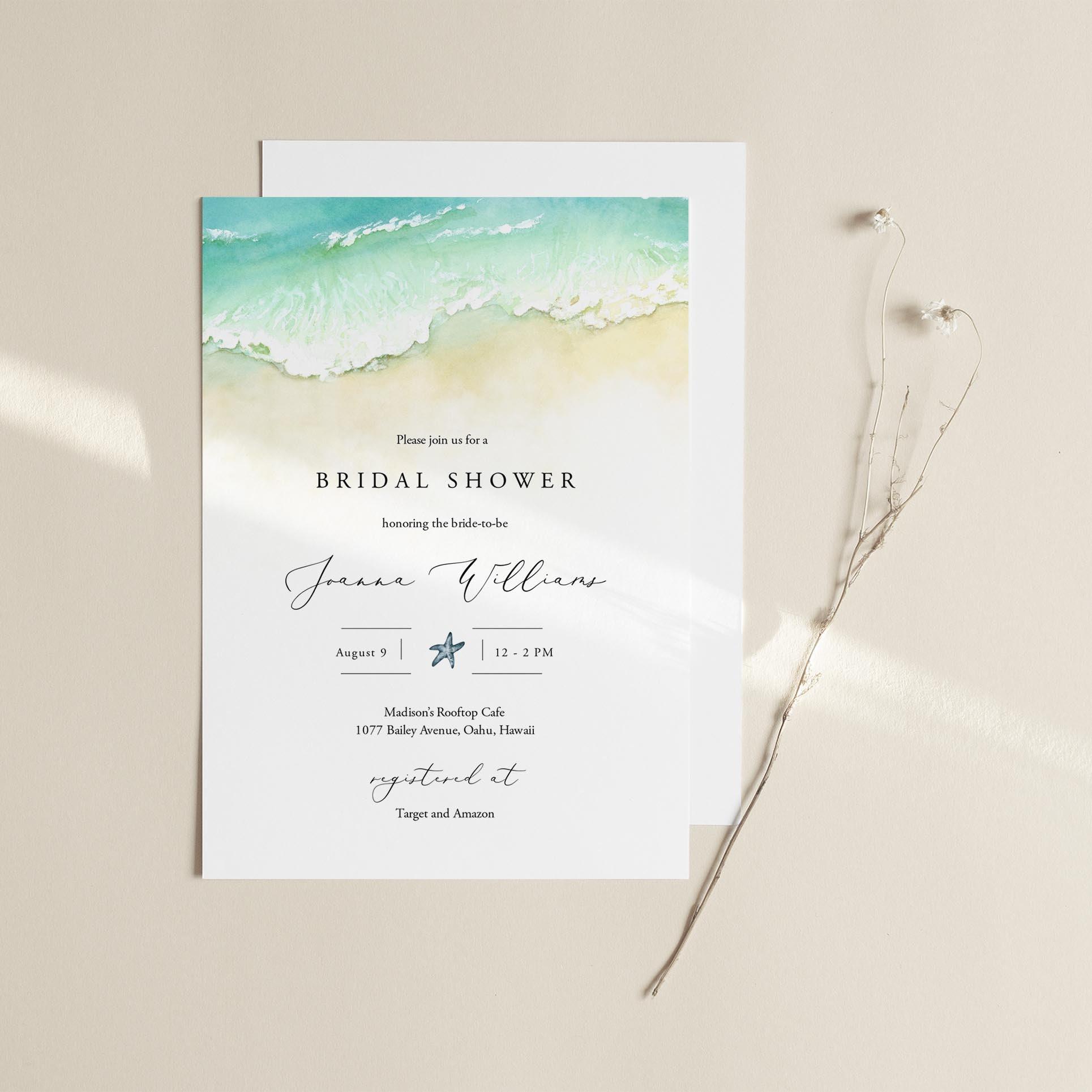 Beach Bridal Shower Invitation Wording