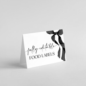 Bow Buffet Card Bow Bridal Shower Food Label Ribbon Birthday Food Card ...