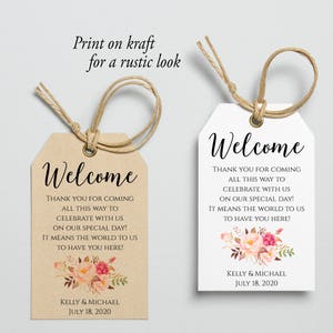 Wedding Welcome Tag, Printable Welcome Tag, Welcome Tag, Welcome Bag ...