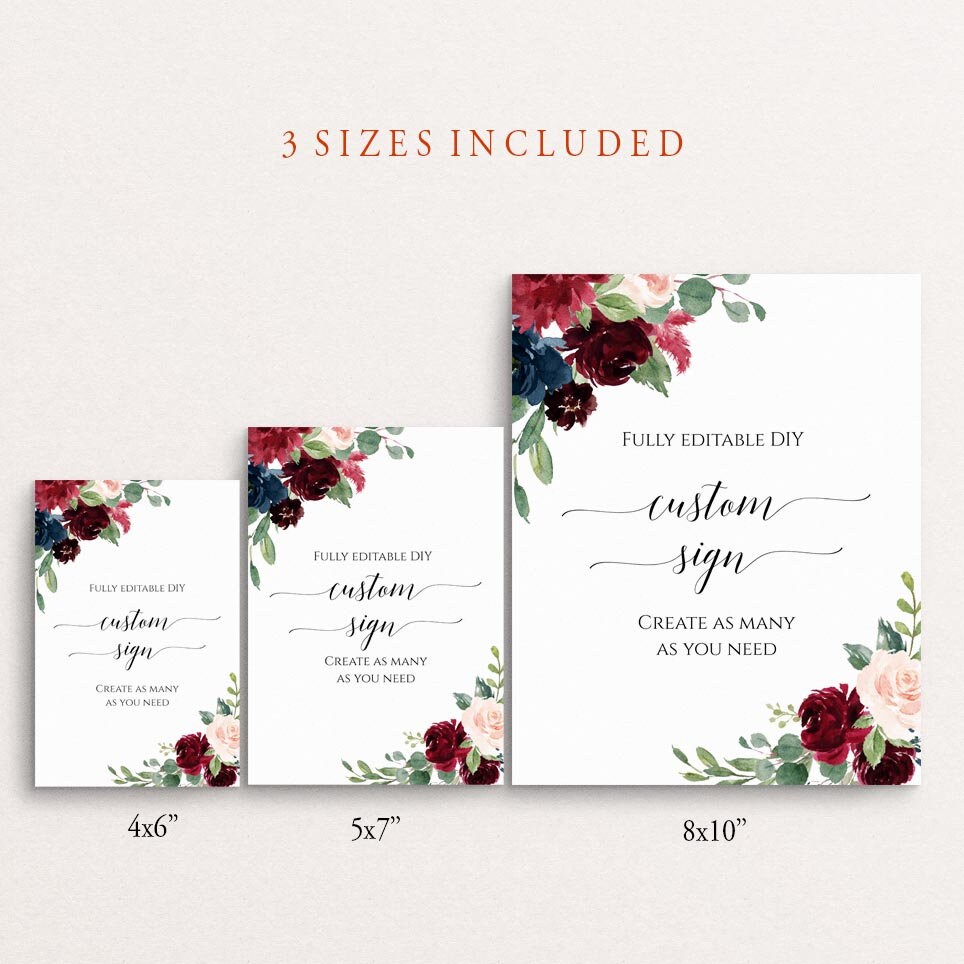Custom Wedding Sign Template Fully Editable Templett | Etsy