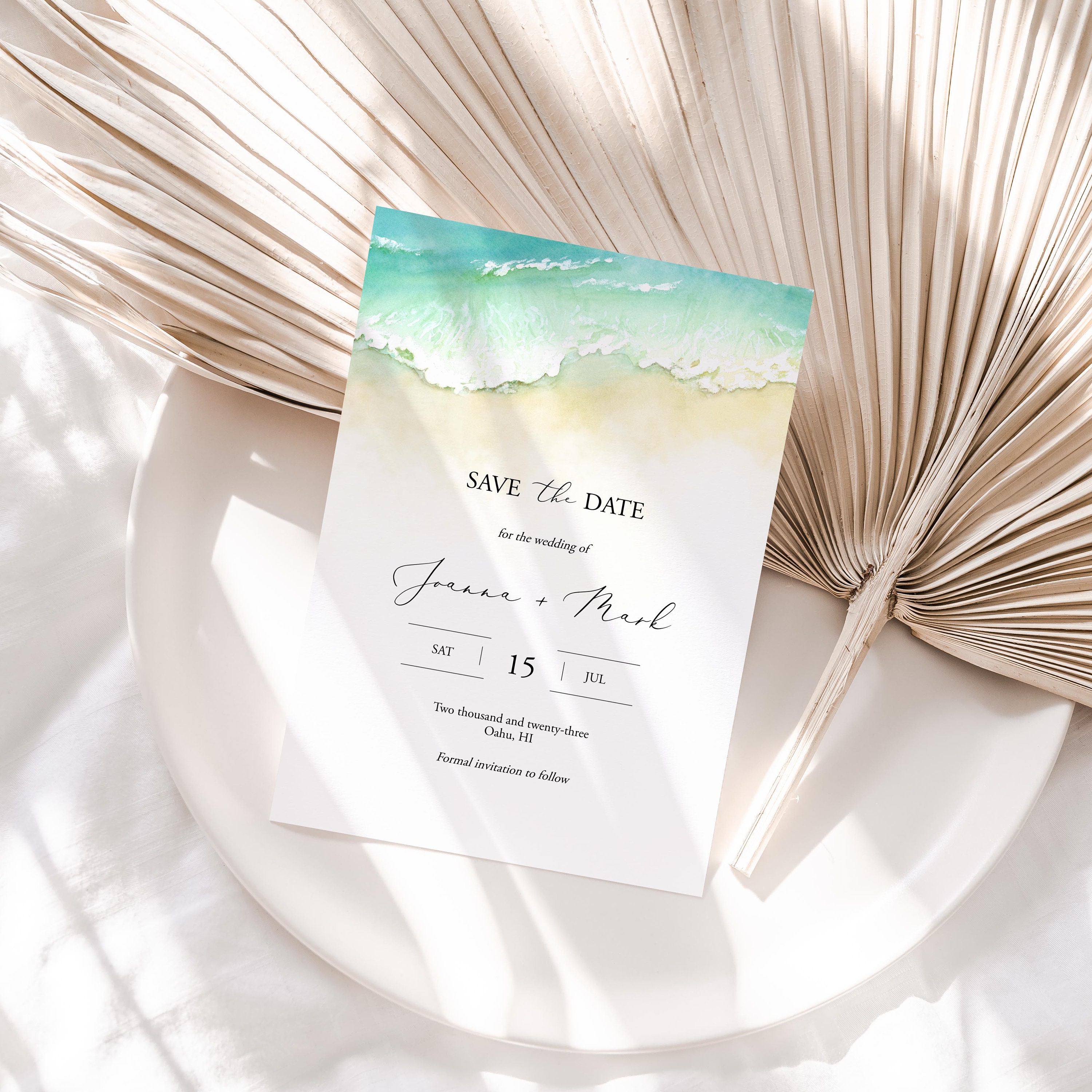 Beach Save the Date Template Editable Save Our Date Card - Etsy