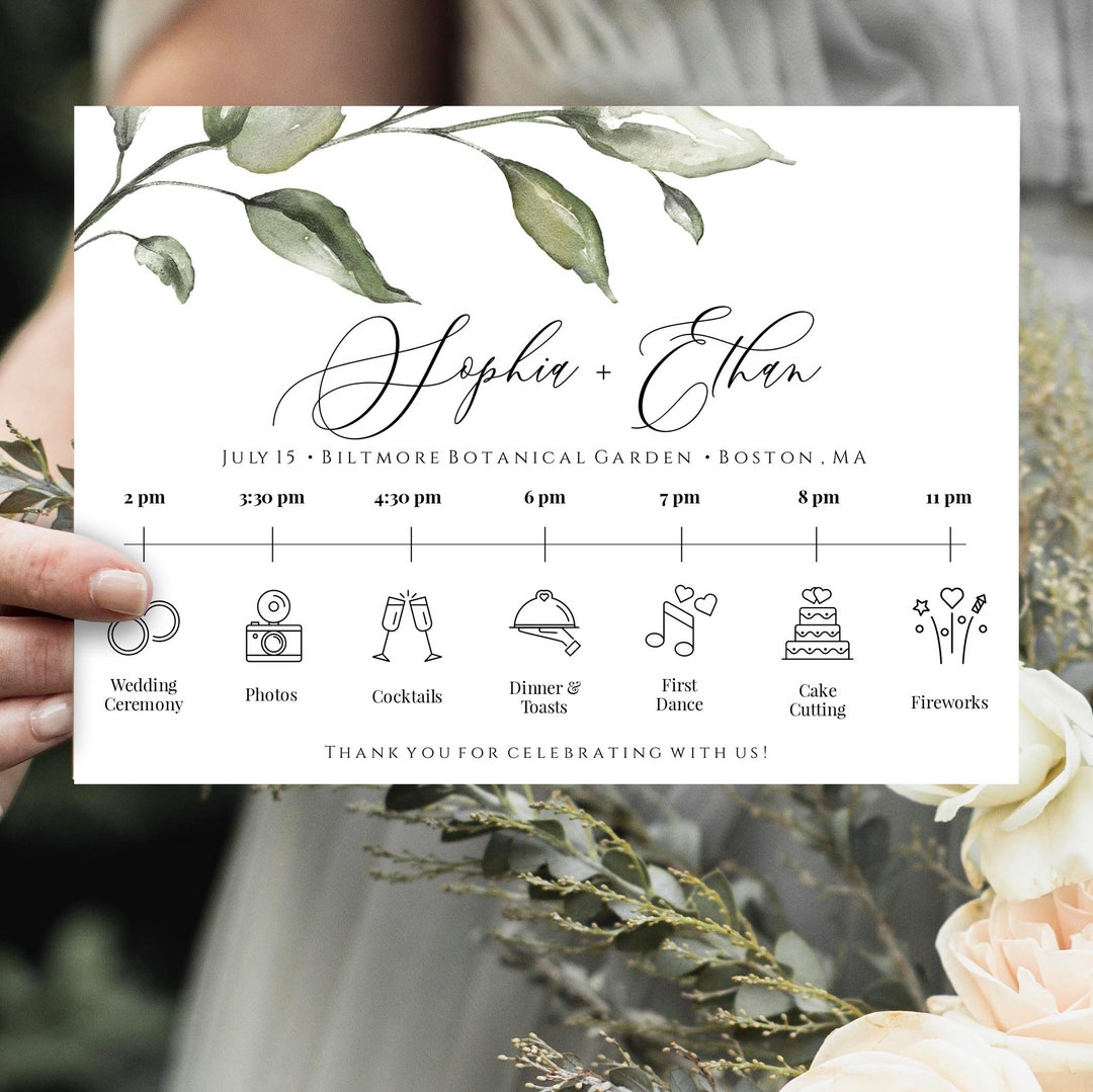 Editable Wedding Timeline Template Download, Printable Wedding Day ...