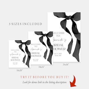 Bow Bridal Shower Welcome Sign Bow Welcome Board Template Editable ...