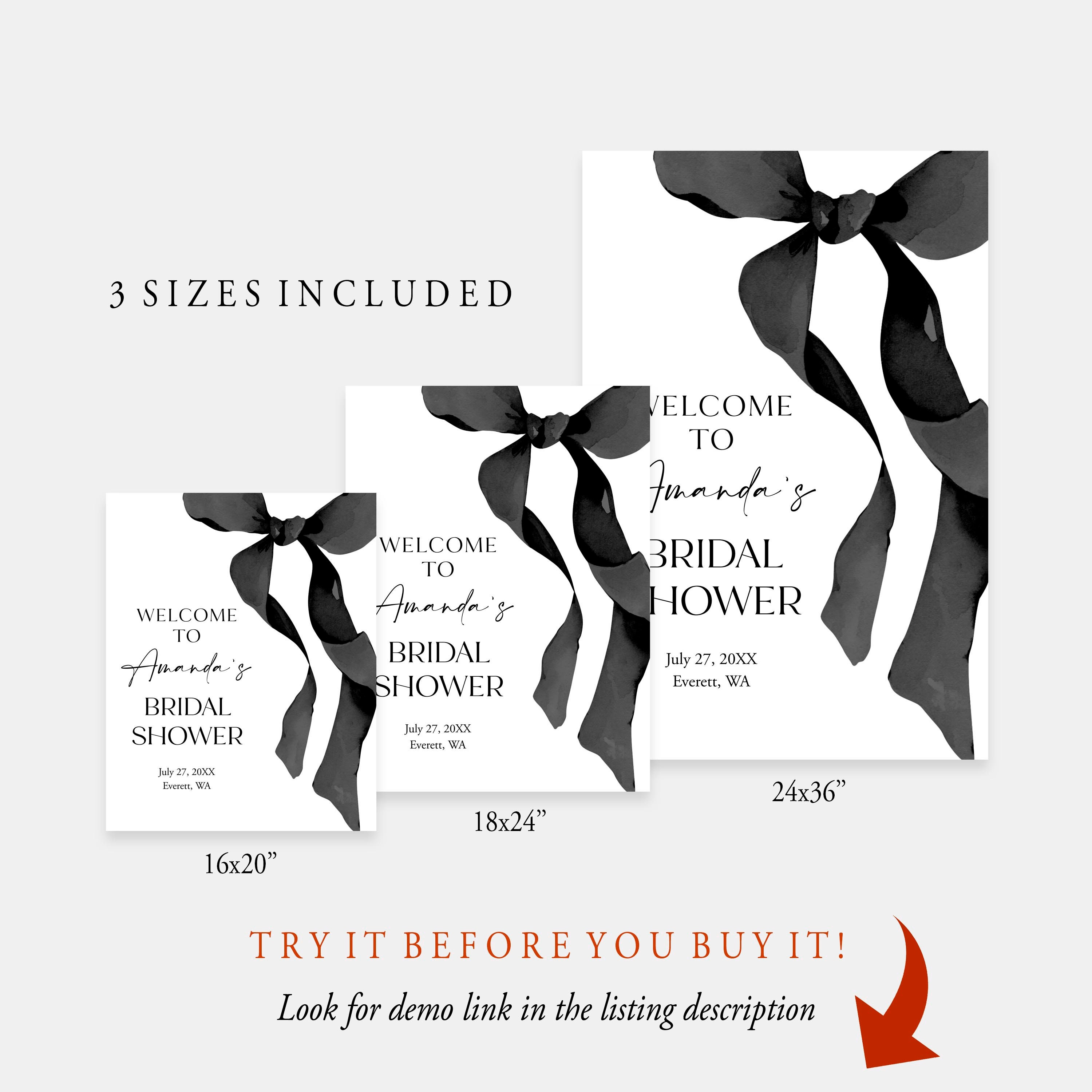 Bow Bridal Shower Welcome Sign Bow Welcome Board Template Editable ...