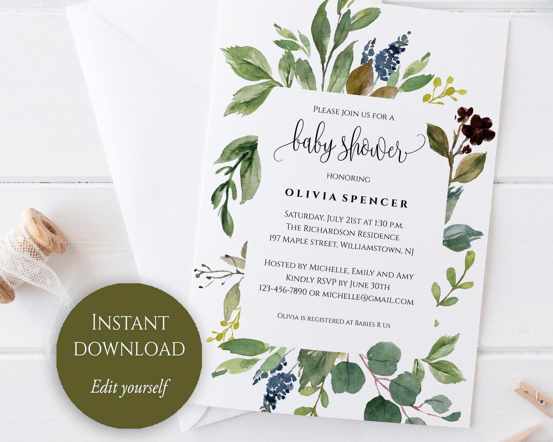 Baby Shower Invitation Template, Baby Shower Invite, Baby Shower ...