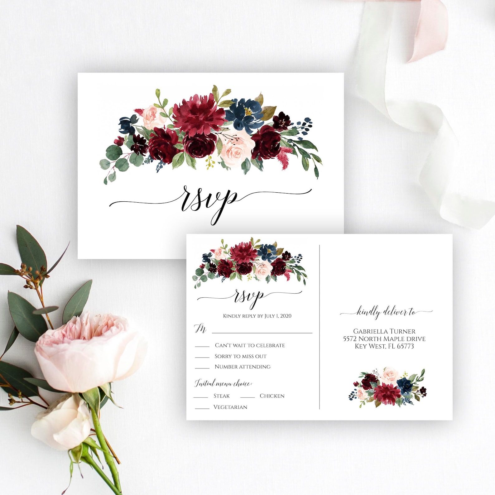 RSVP Postcard Template Instant Download Printable RSVP - Etsy