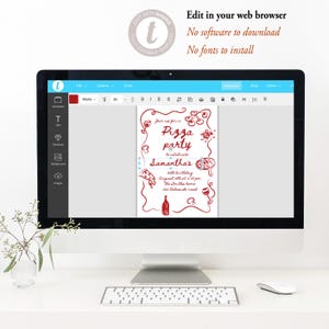 Hand Drawn Pizza Party Invitation Whimsical Pizza Birthday Party Invite ...