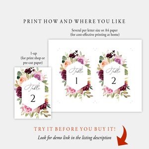 Boho Wedding Table Number Template, Instant Download, Editable Table ...