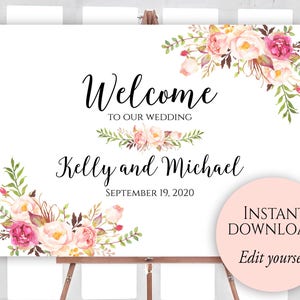 Welcome to Our Wedding Editable PDF Welcome Wedding Sign - Etsy