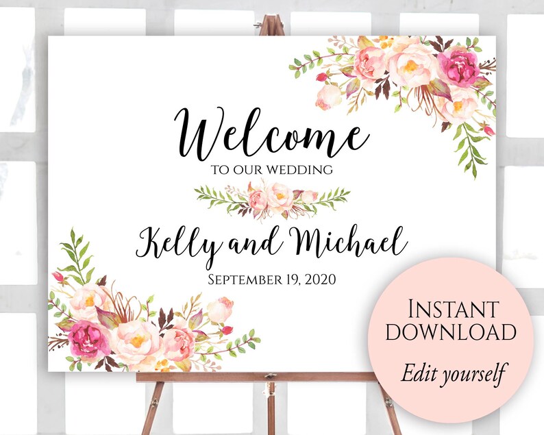 Welcome to Our Wedding Editable PDF Welcome Wedding Sign - Etsy