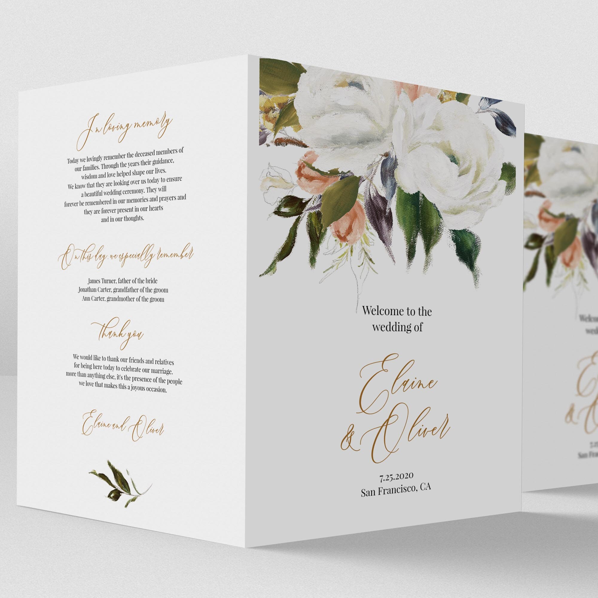 Folded Wedding Program Template Fully Editable Templett - Etsy
