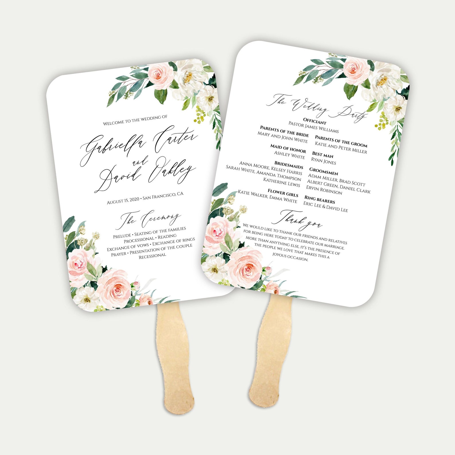 Fan Program Template 100% Editable Program Fan Wedding | Etsy
