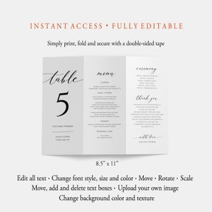 Modern Tri-fold Table Number Template, Triangle Menu Stand, Minimalist ...