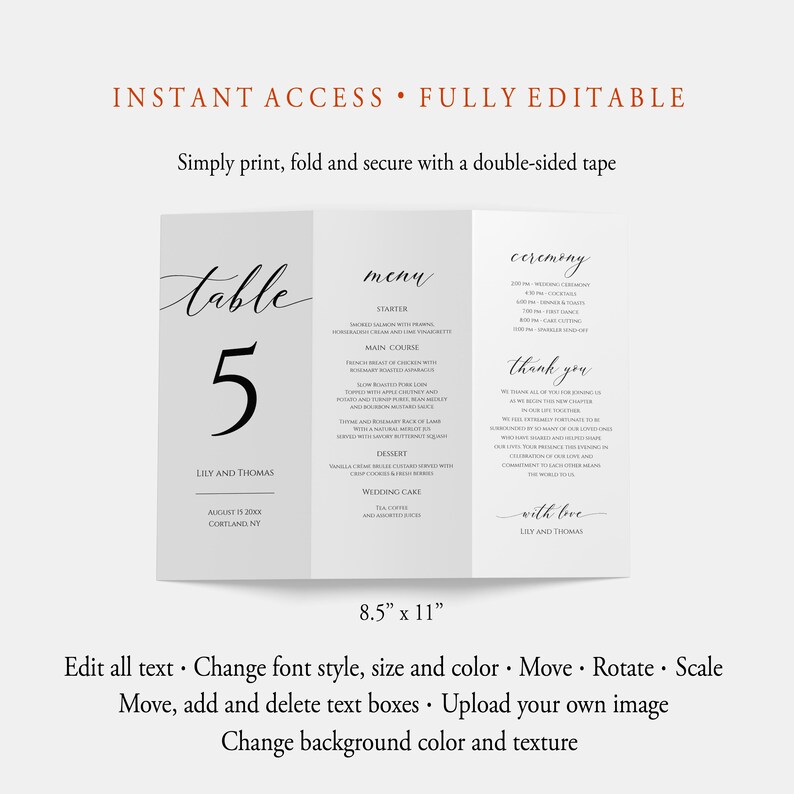 Modern Tri-fold Table Number Template Triangle Menu Stand - Etsy