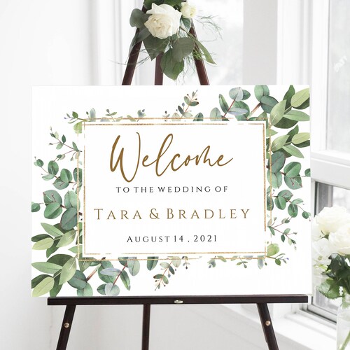 Boho Greenery Wedding Welcome Sign Template INSTANT DOWNLOAD - Etsy