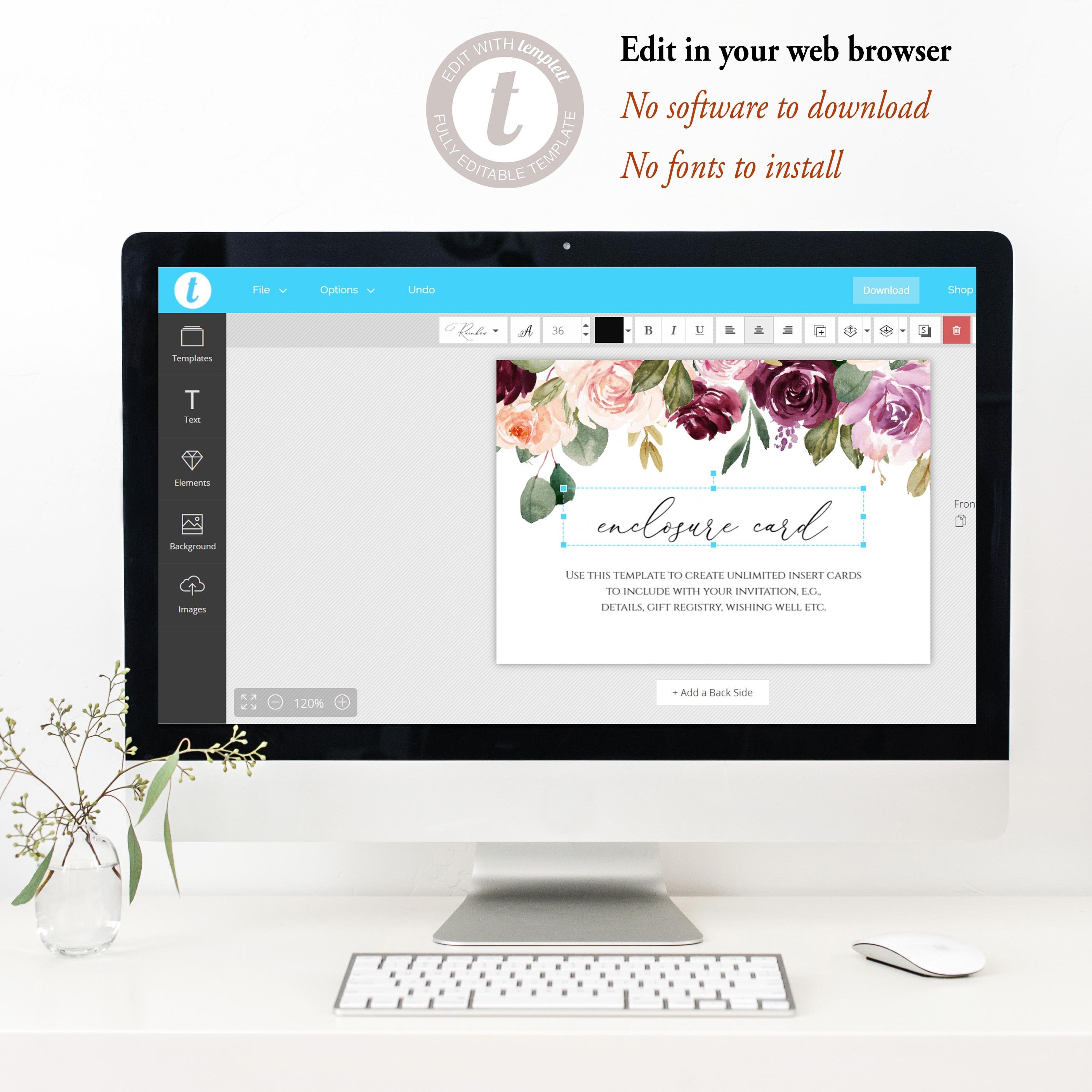 Custom Wedding Enclosure Card Template Printable Invitation - Etsy