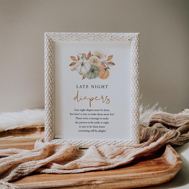Late Night Diapers Pumpkin Printable Late Night Diaper Sign Editable ...