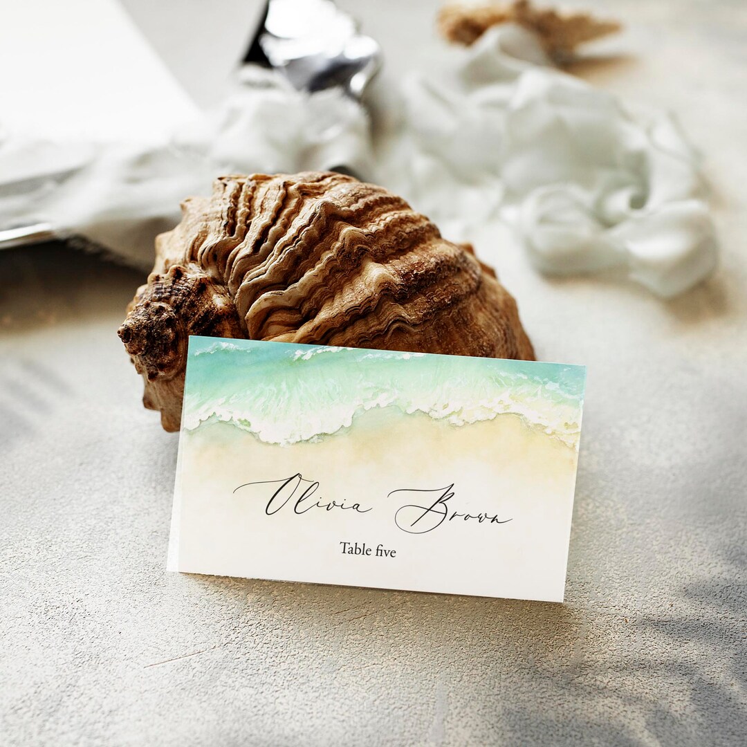 Editable Beach Escort Cards, Ocean Name Cards, Seashore Wedding Place ...