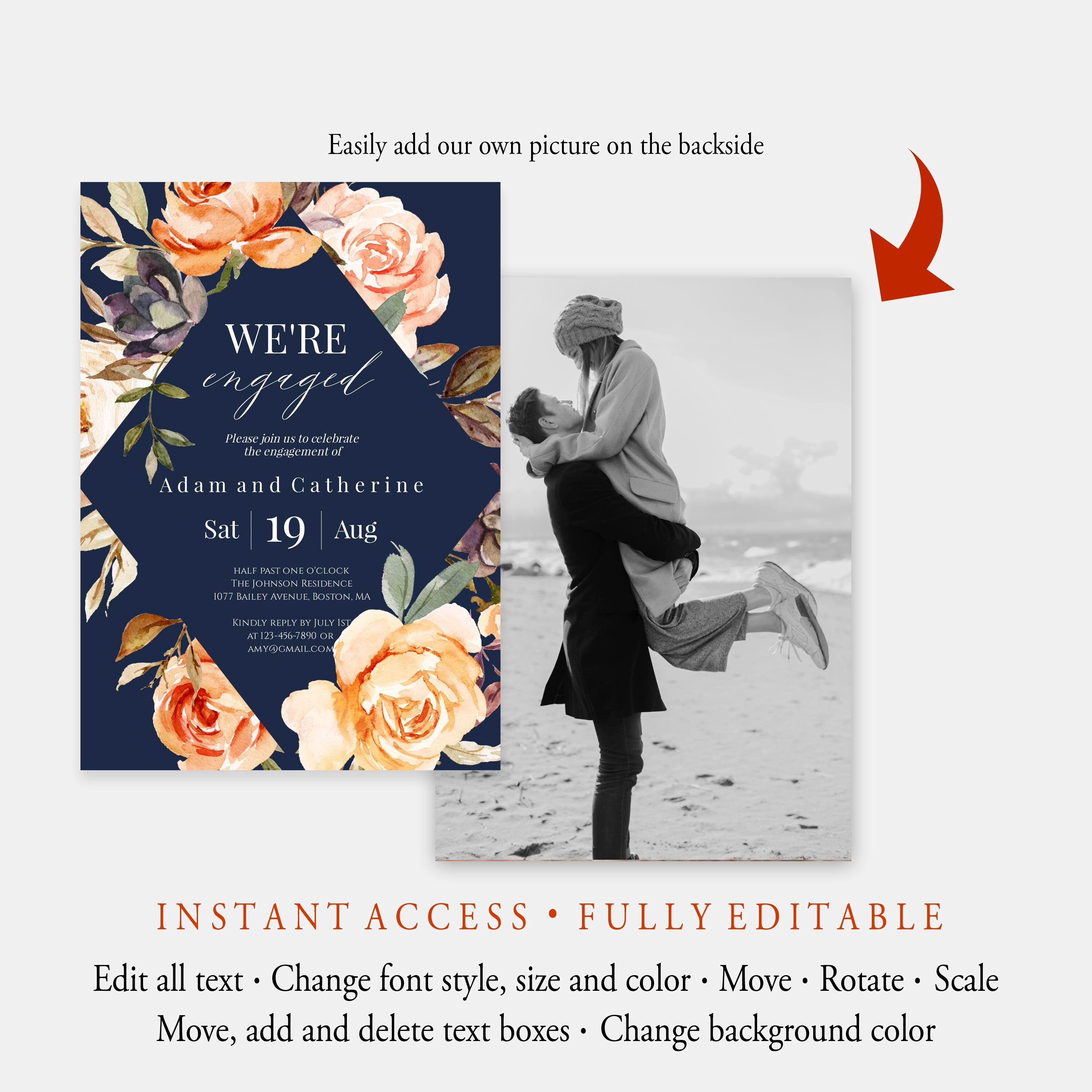 Printable Engagement Party Invitation Template Download 100% - Etsy