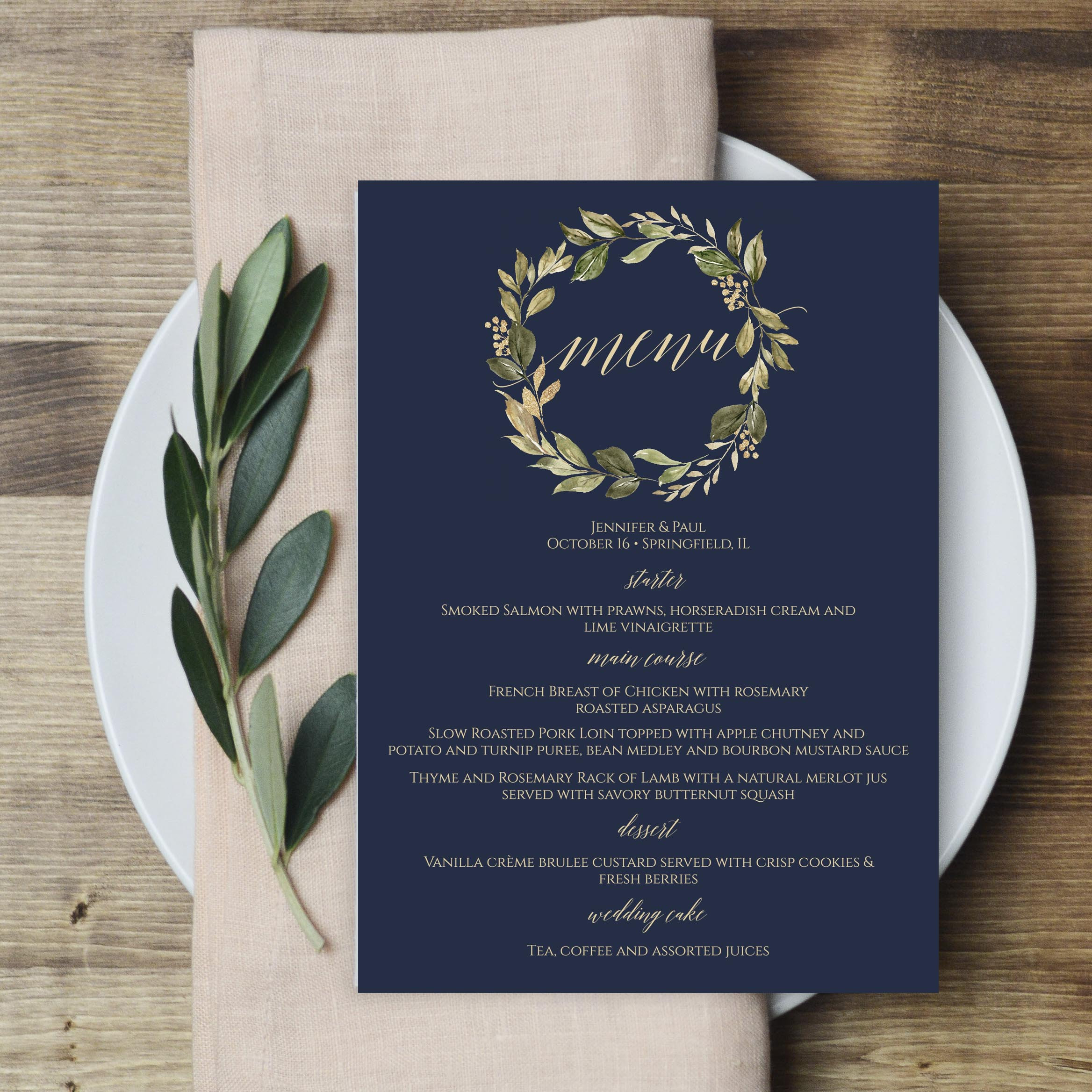 Navy and Gold Menu Template Instant Download Editable - Etsy Canada
