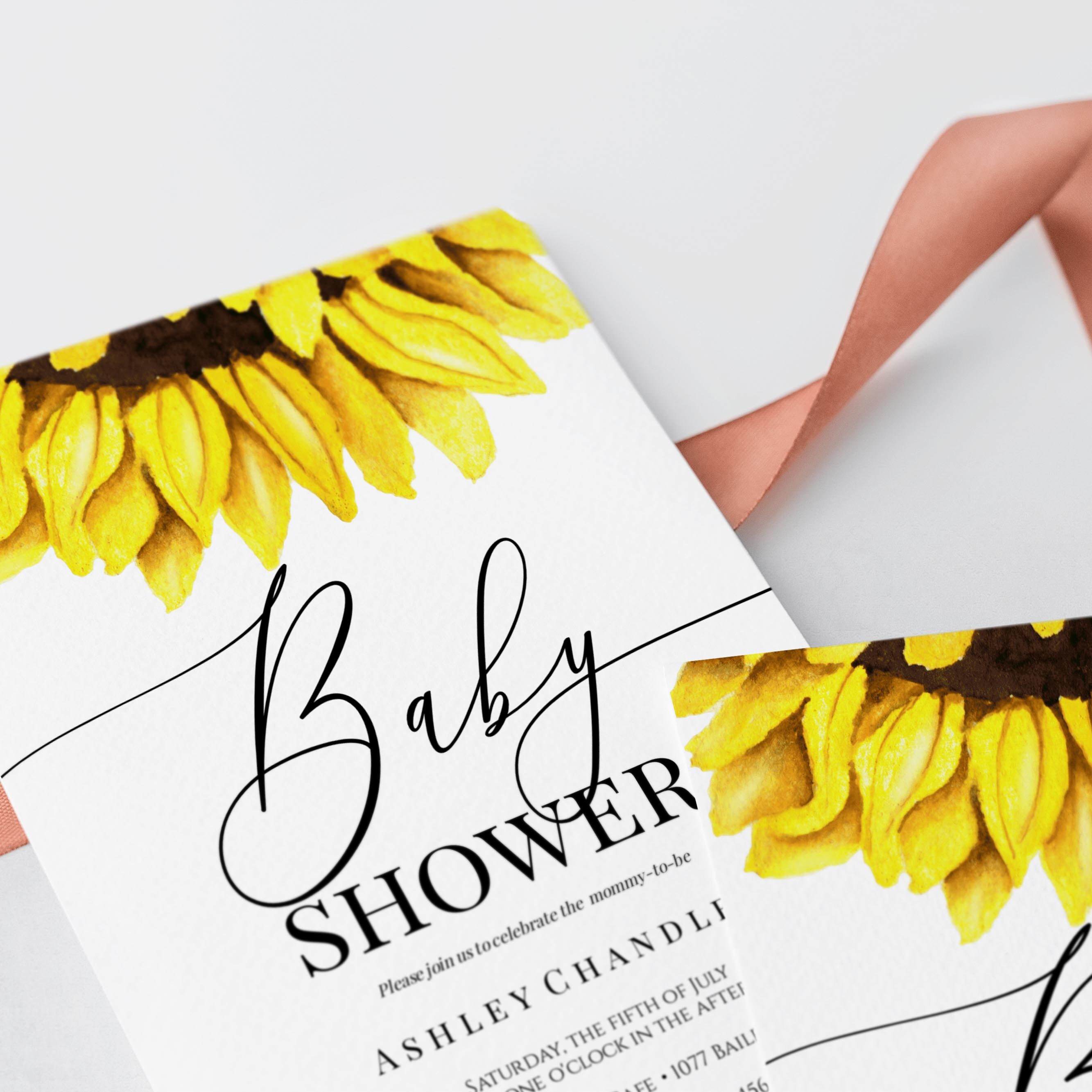 Sunflower Baby Shower Invitation Template Download 100% | Etsy