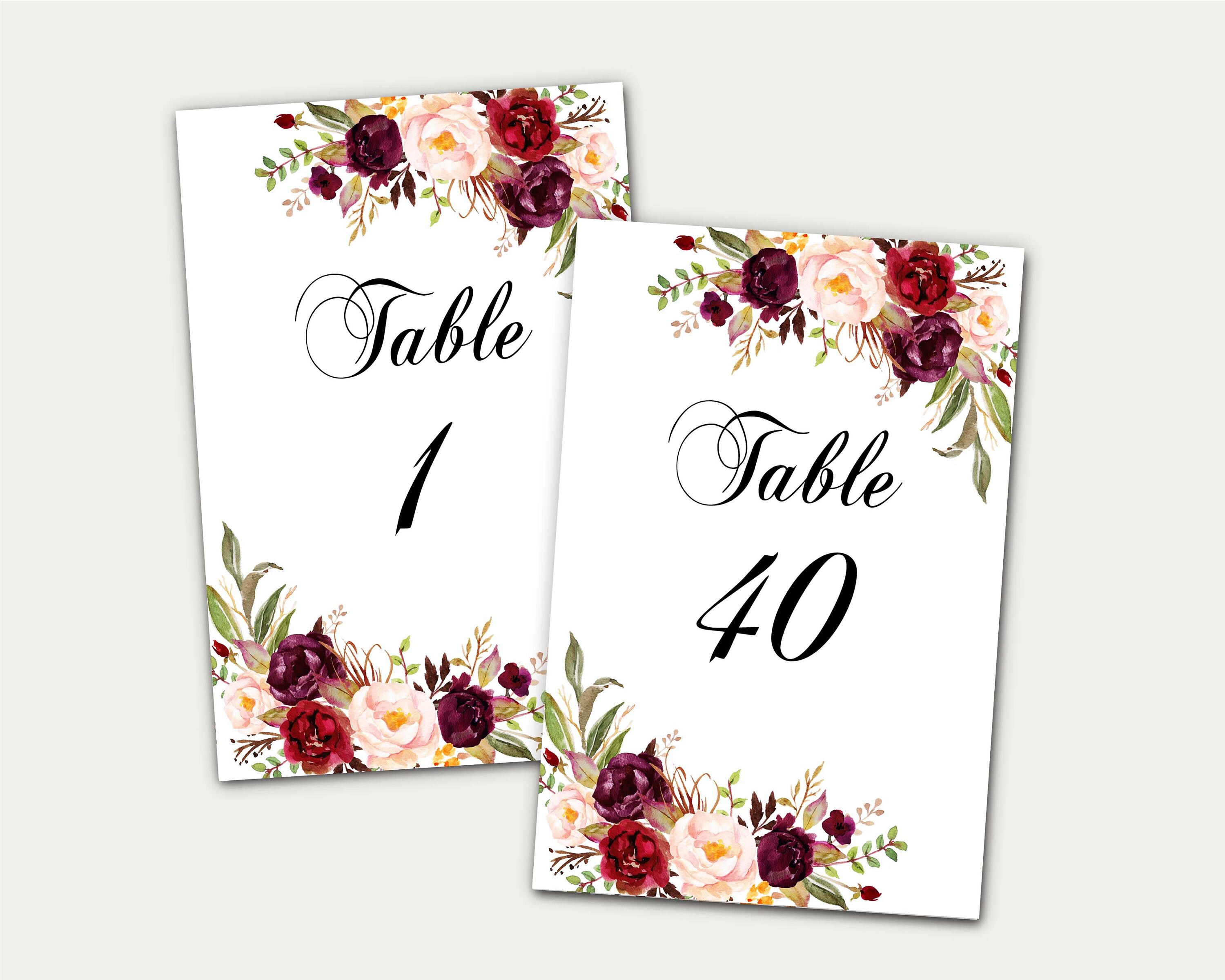 Table Numbers 1-40 Wedding Table Numbers Table Number Cards - Etsy
