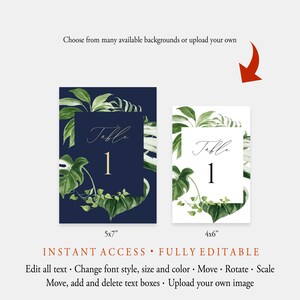 Tropical Wedding Table Numbers, Instant Download, Printable Table ...