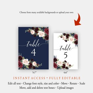 Table Number Template, Instant Download, Fully Editable Wedding Table ...