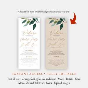 Editable Wedding Program Template, Fully Editable, Two Sided Ceremony ...